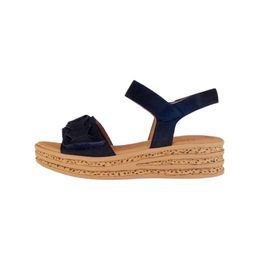 Gabor Damen Keilsandalette "Gabor Sandalen Leder", Gr. 39, blau, Leder, Schuhe