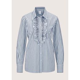 Madeleine Mode MADELEINE Damen Langarmbluse "Bluse Streifenbluse mit R&uuml;schen und Glanz-Akzenten", blau, Modern, Gr. 42, Obermaterial: 100% Baumwolle CO., Blusen