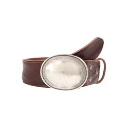 Damen Lederg&uuml;rtel, braun, Gr. 90, RETTUNGSRING G&Uuml;RTEL, unifarben, Leder, G&uuml;rtel, mit austauschbarer Schlie&szlig;e &raquo;Oval Gew&ouml;lbt Silber&laquo;