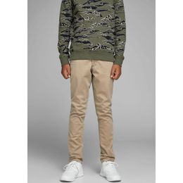 Jack & Jones Jungen Chinos "JPSTMARCO bequem, elastisch, pflegeleicht", beige, Gr. 170, JACK & JONES JUNIOR, unifarben, Web, Obermaterial: 98% Baumwolle, 2%