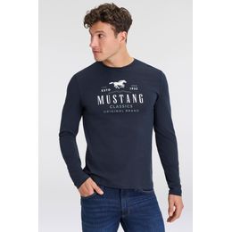 Mustang Herren Langarmshirt "Style Adrian", blau, Gr. S, Obermaterial: 100% Baumwolle, Shirts