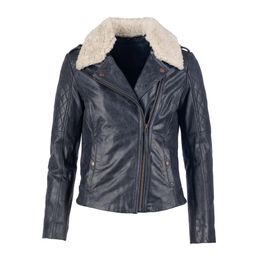 Mustang Damen Lederjacke "Anda rf", schwarz, Gr. XS, Obermaterial: 100% Lammleder; Futter: 100% Baumwolle; &Auml;rmelfutter: 100% Polyester; Kragen: 100%