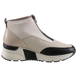 Rieker Damen Schlupfboots, Gr. 39, beige, Lacklederimitat, Lederimitat, Textil, Schuhe, Stiefelette, High Top Sneaker mit Rei&szlig;verschluss auf der