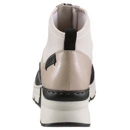 Rieker Damen Schlupfboots, Gr. 39, beige, Lacklederimitat, Lederimitat, Textil, Schuhe, Stiefelette, High Top Sneaker mit Rei&szlig;verschluss auf der