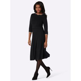 Lady Damen Strickkleid "Strickkleid", schwarz, Gr. 40, gemustert, mehrfarbig, 45% Viskose, 35% Polyamid, 20% Polyester, Kleider