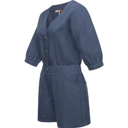 Ragwear Damen Jumpsuit "Ipsie", blau, Gr. XXL, Material: 65% Baumwolle, 35% Leinen, Overalls, schicker, kurzer Damen Overall in Military-Look