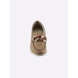 Casual Looks Damen Slipper, Gr. 38, braun, Leder, Schuhe