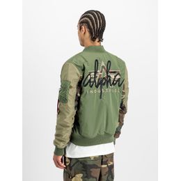 Herren Bomberjacke "MA-1 Camo BE"sage, gr&uuml;n, Gr. S, Alpha Industries, Web, Obermaterial: 100% Nylon, Jacken
