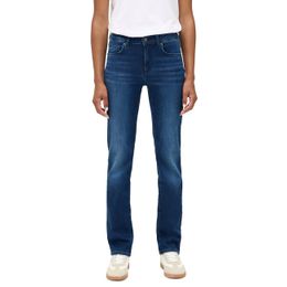 Mustang Damen Straight-Jeans "Damen Style Shelby Straight", blau, Gr. 31, unifarben, Denim/Jeans, 78% Baumwolle, 10% Lyocell, 9% Elastomultiester, 3%