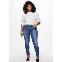 Only CARMAKOMA Damen Skinny-fit-Jeans "CARKARLA REG SK ANKLE ZIP JNS", blau, Gr. 42, Abriebeffekte, Denim/Jeans, Obermaterial: 53% Viskose, 29%