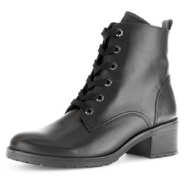Gabor Damen Schn&uuml;rstiefelette "Tunis", Gr. 38,5, schwarz, Kalbsleder, unifarben, Schuhe, Blockabsatz, Schn&uuml;rboots, Komfortschuh mit Anziehlasche,