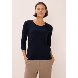Rundhalsshirt CECIL, Damen, Gr. L (42), urban dunkelblau, Web, 100% Baumwolle, unifarben, normal normal, Rundhals, abgesteppt, Shirts, aus reiner Baumwolle