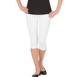 TRIGEMA Damen Leggings "TRIGEMA Leggings 3/4 mit Kristallsteinen", wei&szlig;, Basic, Gr. XXXL, Feinripp, 95% Baumwolle, 5% Elastan, Hosen