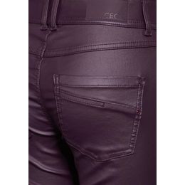 Cecil Damen Lederimitathose "SCARLETT", rosa, Gr. 33, unifarben, Obermaterial: 76% Viskose, 21% Nylon, 3% Elasthan, Hosen, im Five-Pocket Style