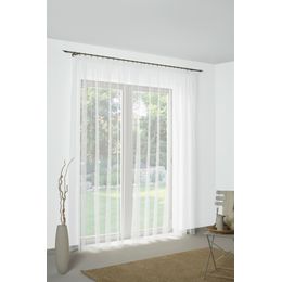 Gardine WIRTH, B:450cm H:120cm, wei&szlig;, Polyester, Wohnzimmer, Gardinen, "Heike"