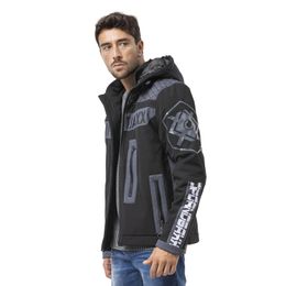 Cipo & Baxx CIPO & BAXX Herren Parka "Jacke", schwarz, Gr. S, bedruckt, Stoff, 100% Polyester, Jacken, im modernen Look