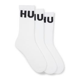 HUGO UNDERWEAR Herren Freizeitsocken "3P QS ICONIC CC 1", Gr. 43, wei&szlig;, Baumwollmischung, Socken, mit HUGO Logostickerei in Kontrastfarbe