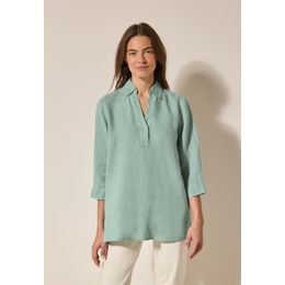 Cecil Damen Klassische Bluse, gr&uuml;n, Gr. XS, unifarben, Web, 100% Leinen, Blusen, mit 3/4 &Auml;rmeln