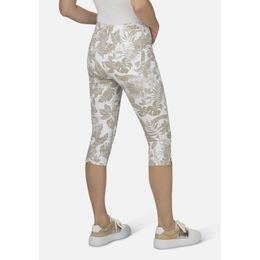 STOOKER WOMEN Damen 7/8-Hose "Tahiti Print Capri Slim Fit", beige, Gr. 46, Twill, 98% Baumwolle, 2% Elasthan, Hosen, Capri Slim Fit Casual Clean Wash