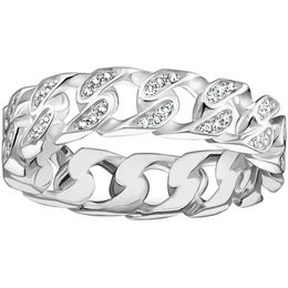 Thomas Sabo Damen Fingerring "Kettenglieder-Ring Silber mit Zirkonia", 54, Silber 925 (recycelt), 5mm, bunt, Silber 925 (recycelt), Fingerringe, mit