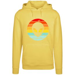 F4NT4STIC Herren Kapuzenpullover "Alien Retro Sonnenuntergang", gelb, Gr. S, Obermaterial: 65% Baumwolle, 35% Polyester, Pullover, Premium Qualit&auml;t