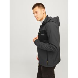 Jack & Jones JACK & JONES Herren Softshelljacke "JJTAYLOR SOFTSHELL JACKET", grau, Gr. XS, unifarben mit Farbeinsatz, Web, Obermaterial: 100% Polyester, Jacken