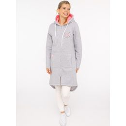 Zwillingsherz Damen Jerseymantel ""Anker & Strandgl&uuml;ck"", grau, Gr. S, angeraute Sweatware, Obermaterial: 50% Baumwolle, 50% Polyester, M&auml;ntel, mit