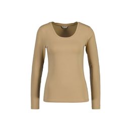 Gant Damen Longsleeve "Longsleeve SCOOP NECK TOP 1er Pack", beige, Gr. XS, Obermaterial: 95% Baumwolle CO. 5% Elasthan EL., Shirts