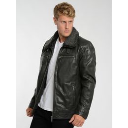 JCC Herren Lederjacke "3102242", grau, Gr. 54, Obermaterial: 100% Lammleder. Innenfutter oben: 100% Polyester. Innenfutter unten: 100% Baumwolle.