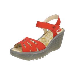 Fly London Damen Keilsandalette "Fly London Sandalen Leder", Gr. 39, rot, Leder, Schuhe