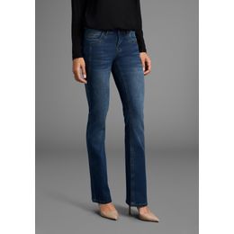 Arizona Damen Bootcut-Jeans "mit Keileins&auml;tzen", blau, Basic, Gr. 88, Denim/Jeans, Obermaterial: 76% Baumwolle, 16% Polyester, 7% Viskose, 1%