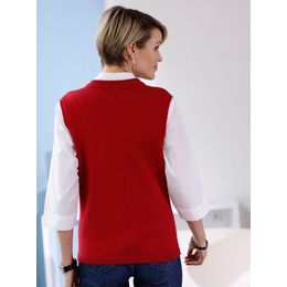 Classic Basics Damen Strickweste, rot, Gr. 44, unifarben, 50% Baumwolle, 50% Polyacryl, Westen