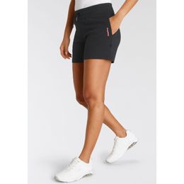 Kangaroos Damen Sweatshorts, schwarz, Gr. 46, kontrastfarbene Details, unifarben, Interlock, Obermaterial: 100% Baumwolle, Hosen, zum Krempeln mit