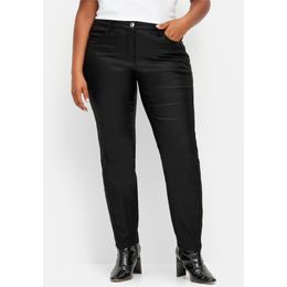 sheego Damen Stretch-Hose, schwarz, Gr. 52, unifarben, 76% Viskose, 21% Polyamid, 3% Elasthan, Hosen
