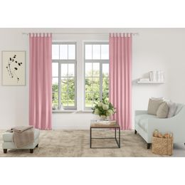 Vorhang my home, B:140cm H:145cm, rosa, Polyester, Recyceltes Material, Wohnzimmer, Gardinen, "Parry", 2-er Set, blickdicht, monochrom, basic