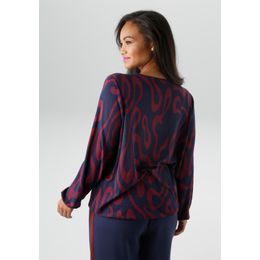 ANISTON PLUS Damen Langarmshirt, rot, Gr. 52, Single Jersey, Obermaterial: 95% Viskose, 5% Elasthan, Shirts, mit gro&szlig;fl&auml;chigem, grafischen Druck