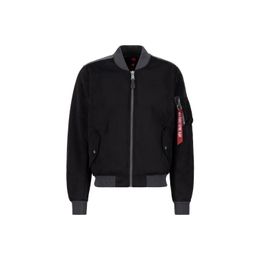Herren Bomberjacke "MA-1 Faux Suede", schwarz, Gr. S, Alpha Industries, Obermaterial: 100% Polyester, Jacken