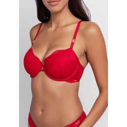 Dorina Damen B&uuml;gel-BH "Jemma", Gr. 85, rot, Obermaterial: 58% Polyamid, 34% Polyester, 8% Elasthan, BHs, Spitze, feminin, schmale Tr&auml;ger, leicht