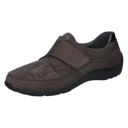 Waldläufer WALDLÄUFER Damen Klettschuh "HENNI-Soft", Gr. 7, grau, Lackleder, Nubukleder, Textil, Schuhe, Slipper, Komfortschuh, Bequemschuh mit Orthotritt,
