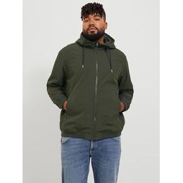 Jack & Jones PlusSize Herren Softshelljacke "JJEBASIC mit Kapuze und wasserabweisendem Stoff", gr&uuml;n, Gr. 5XL, JACK & JONES PLUSSIZE, unifarben, Softshell, Obermaterial: