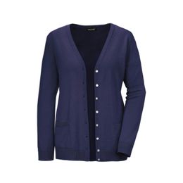 GOLDNER Damen Strickjacke "Uni Merino-Cardigan Langarm", blau, Gr. 46, Obermaterial: 100% Schurwolle WV., Strickjacken