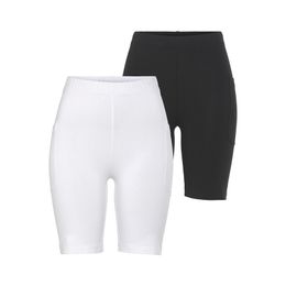 Flashlights Damen Radlerhose, schwarz-wei&szlig;, Basic, Gr. 46, unifarben, Jersey, Obermaterial: 95% Baumwolle, 5% Elasthan, Hosen, mit Handytaschen