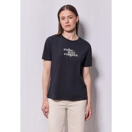 Damen T-Shirt, blau, Gr. 36, STREET ONE STUDIO, unifarben, Web, 100% Baumwolle, Shirts, aus reiner Baumwolle