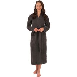 WEWO-Fashion Unisex-Bademantel WEWO FASHION, L:125cm, grau, Frottier, Hausmäntel, "3005, ideal für Sauna & Spa, Hotelbademantel, Morgenmantel", klassisch elegant