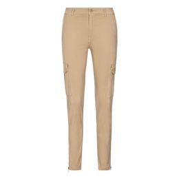 HUGO BLUE Damen Cargohose "Hasuny", beige, Gr. 38, unifarben, Web, Obermaterial: 98% Baumwolle, 2% Elasthan, Hosen, mit Cargotaschen & Pattentaschen