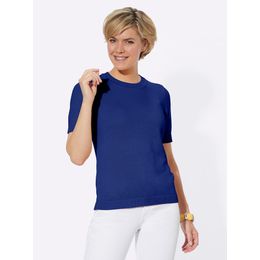 Casual Looks Damen Kurzarmpullover "Pullover", blau, Gr. 40, unifarben, 50% Baumwolle, 50% Polyacryl, Pullover