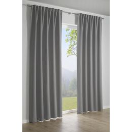 Gardine SEHLBACH, B:140cm H:245cm, grau, Polyester, Schlafzimmer, Gardinen, "Schal Dimout Uni", mit Gardinenband und verdeckten Schlaufen