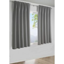 Gardine SEHLBACH, B:140cm H:175cm, grau, Polyester, Schlafzimmer, Gardinen, "Schal Dimout Uni", mit Gardinenband und verdeckten Schlaufen