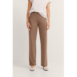 Bugatti Damen Strickhose, beige, Gr. XS, unifarben, 53% Polyester, 47% Viskose, Hosen, mit dehnbarem Bund
