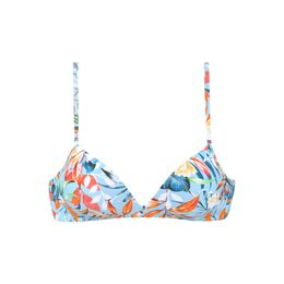 Venice Beach Damen Triangel-Bikini-Top "Caru", blau, Gr. 34, bedruckt, Recycling-Polyamid, Bikini-Oberteile, mit modernem Allover-Print